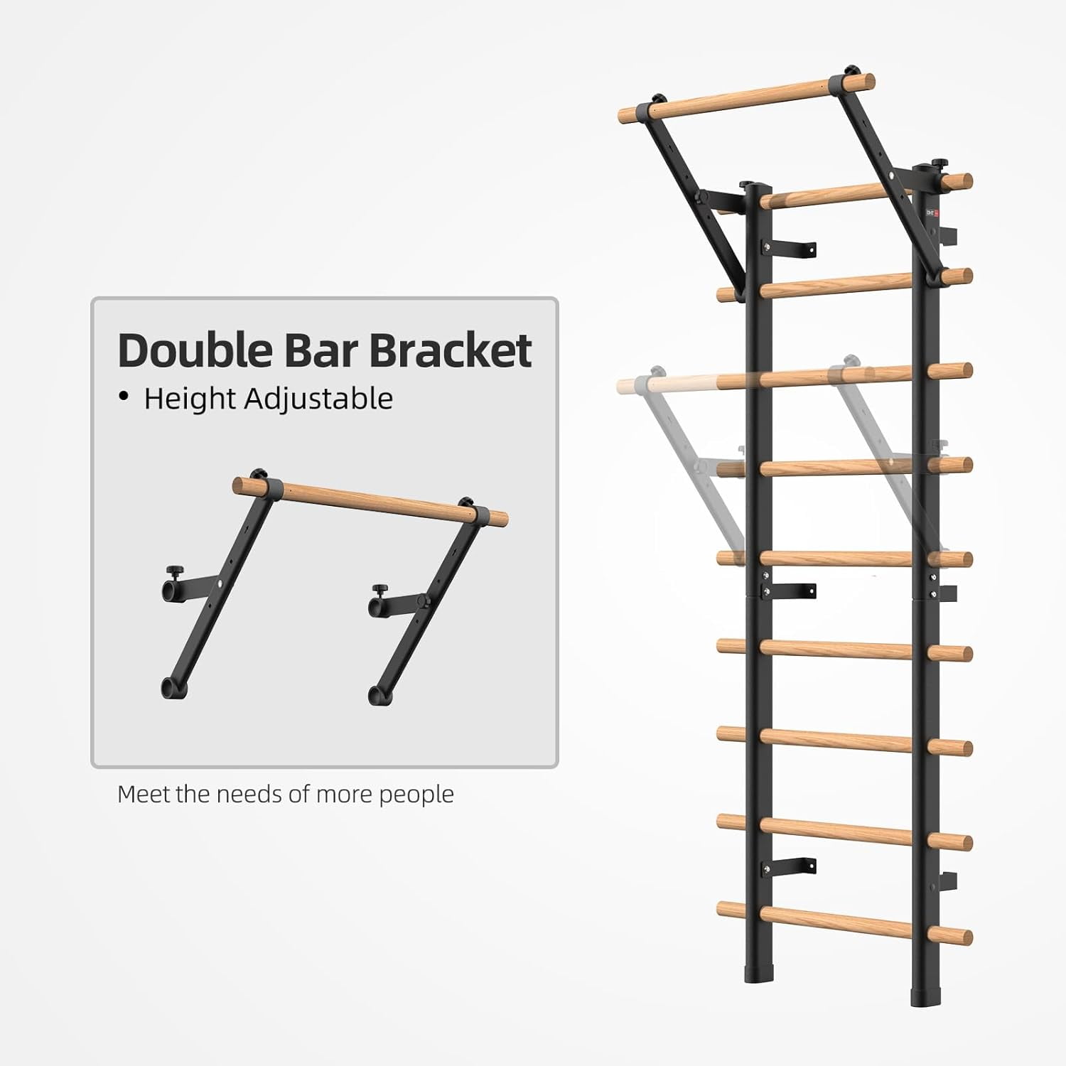 DHT Wood Stall Bar, Swedish Ladder Suspension Trainer with 9 Strategic ...