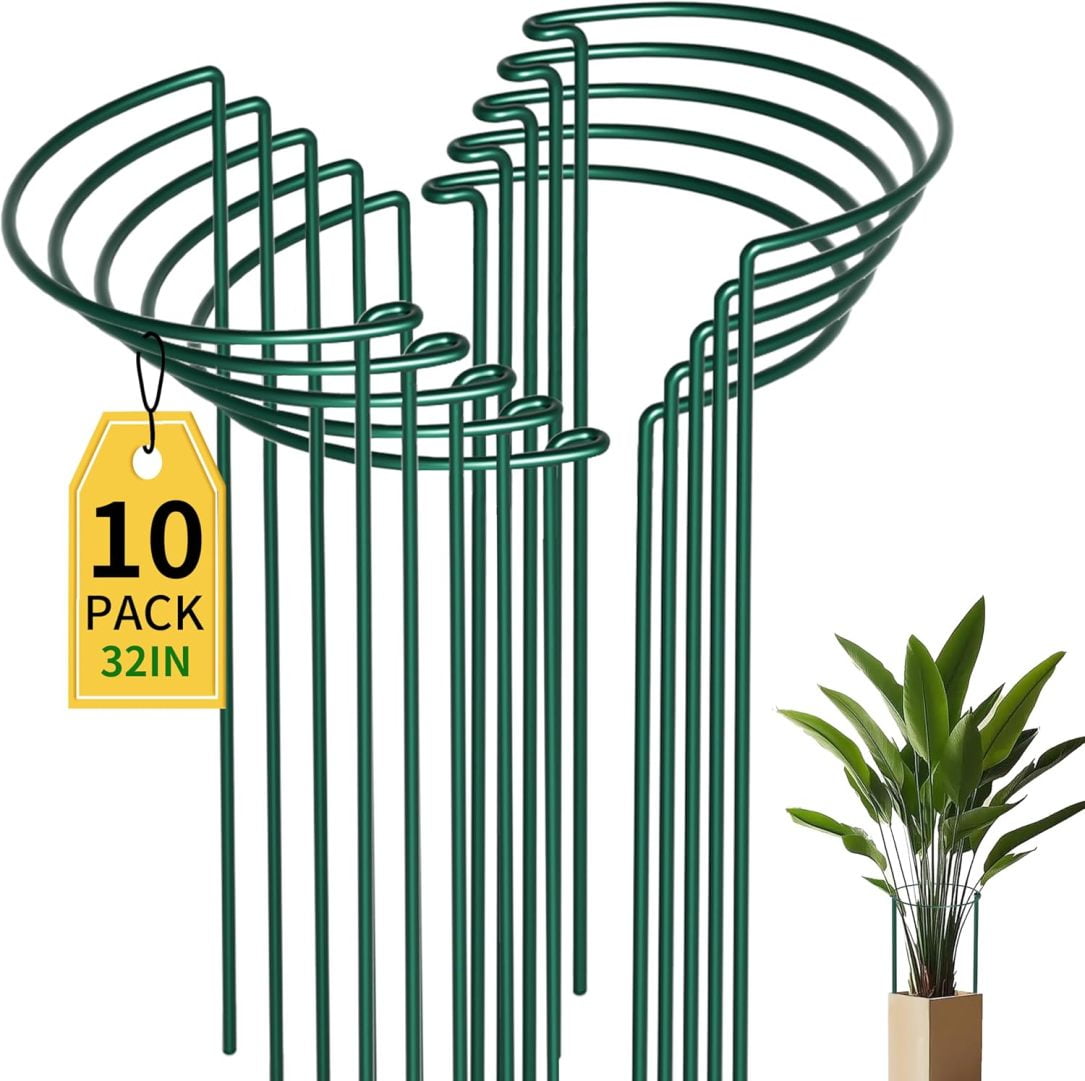 DHTZ 14" Dx32 H Plant Supports Stakes for Large Heavy Plants,10Pack ...