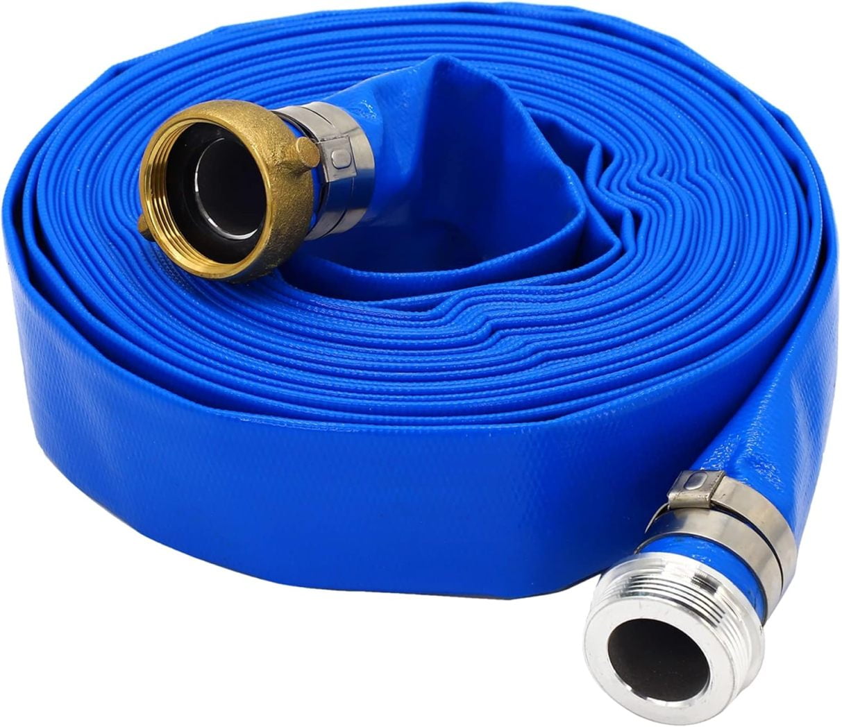 DHTZ 2" ID × 50 ft Pool Backwash Hose, Heavy Duty Reinforced Blue PVC ...