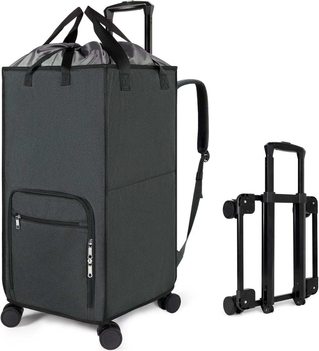 DHTZ Extra Large 3 in 1 Rolling Laundry Backpack Bag with Wheels, 90L ...