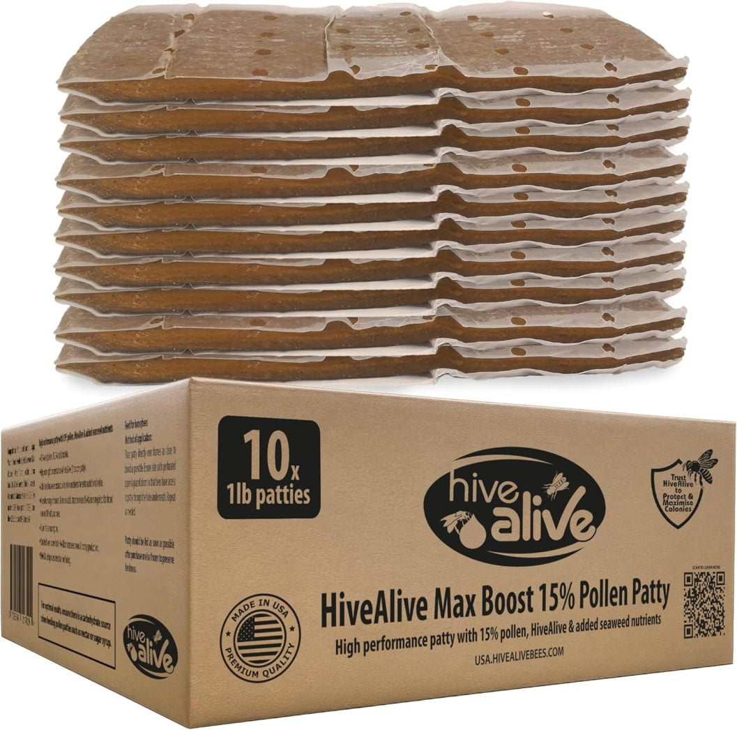 DHTZ Pollen Patty for Honey Bees – 10lb (10x1lb) Pollen Patties and Bee ...