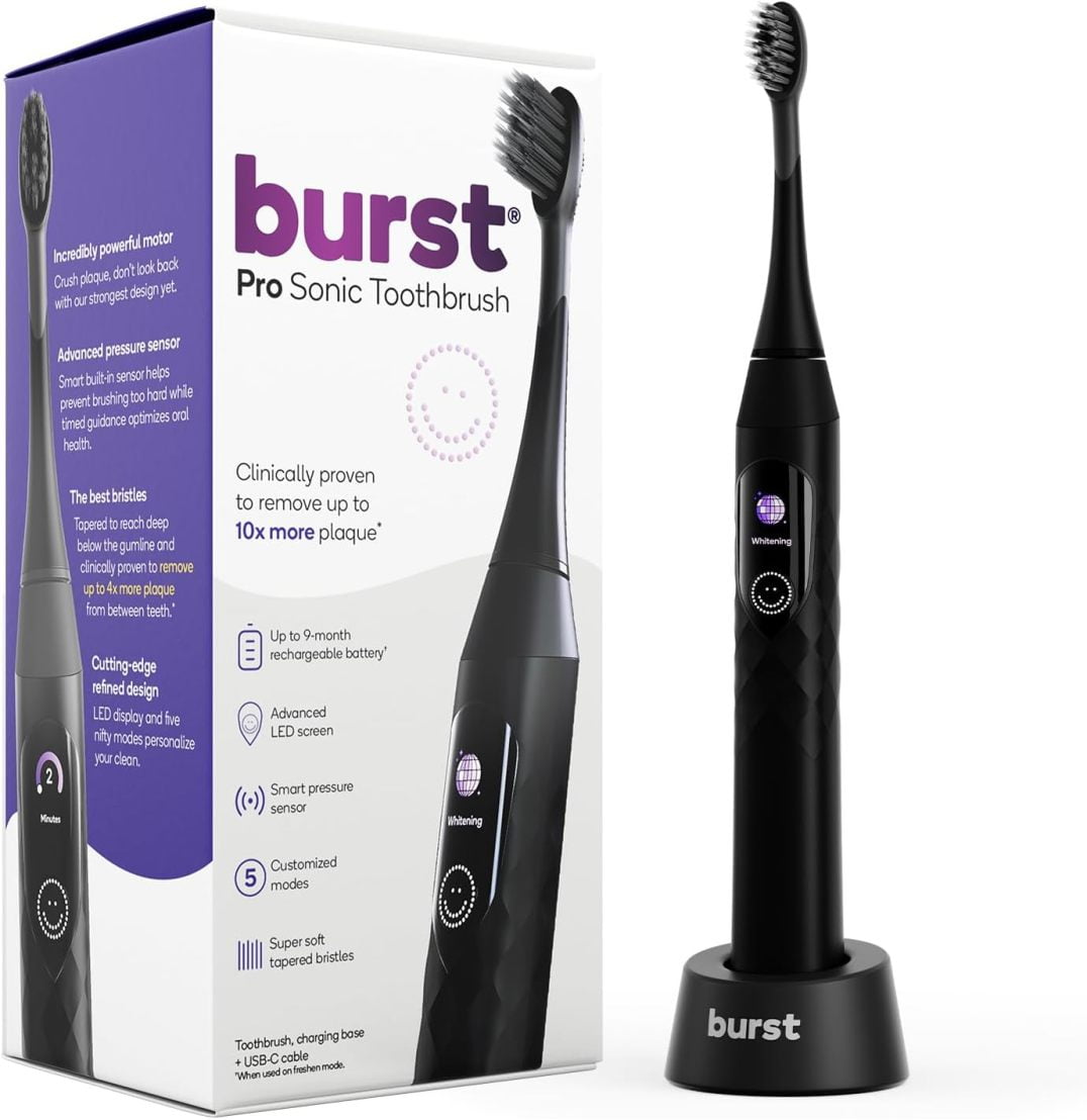DHTZ Pro Sonic Advanced Electric Toothbrush for Adults (Black) | Soft ...
