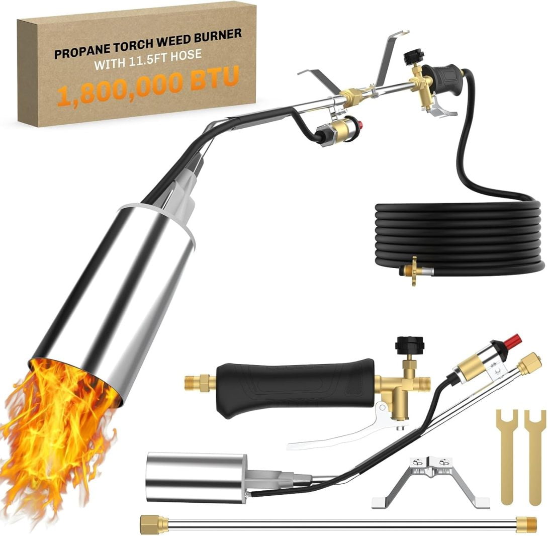 DHTZ Propane Torch Weed Burner, Weed Torch 1,800,000 BTU Flame Weeder ...
