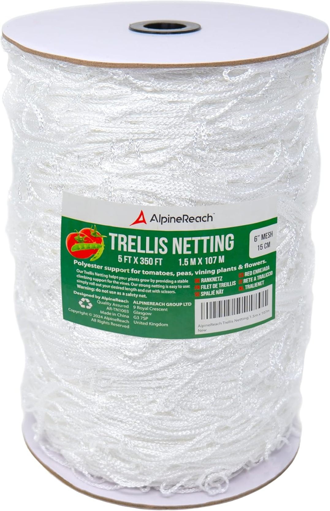 DHTZ Trellis Netting 5 x 350 ft Heavy Duty Polyester White - 6 Inch ...