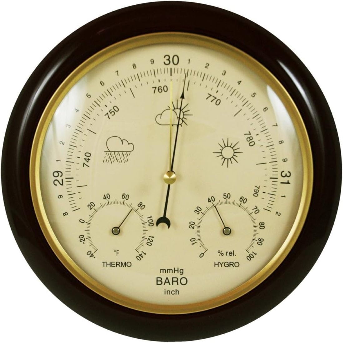 DHTZ WS-YG302A WS-YG302-Y Cherry Finish Traditional Barometer with ...