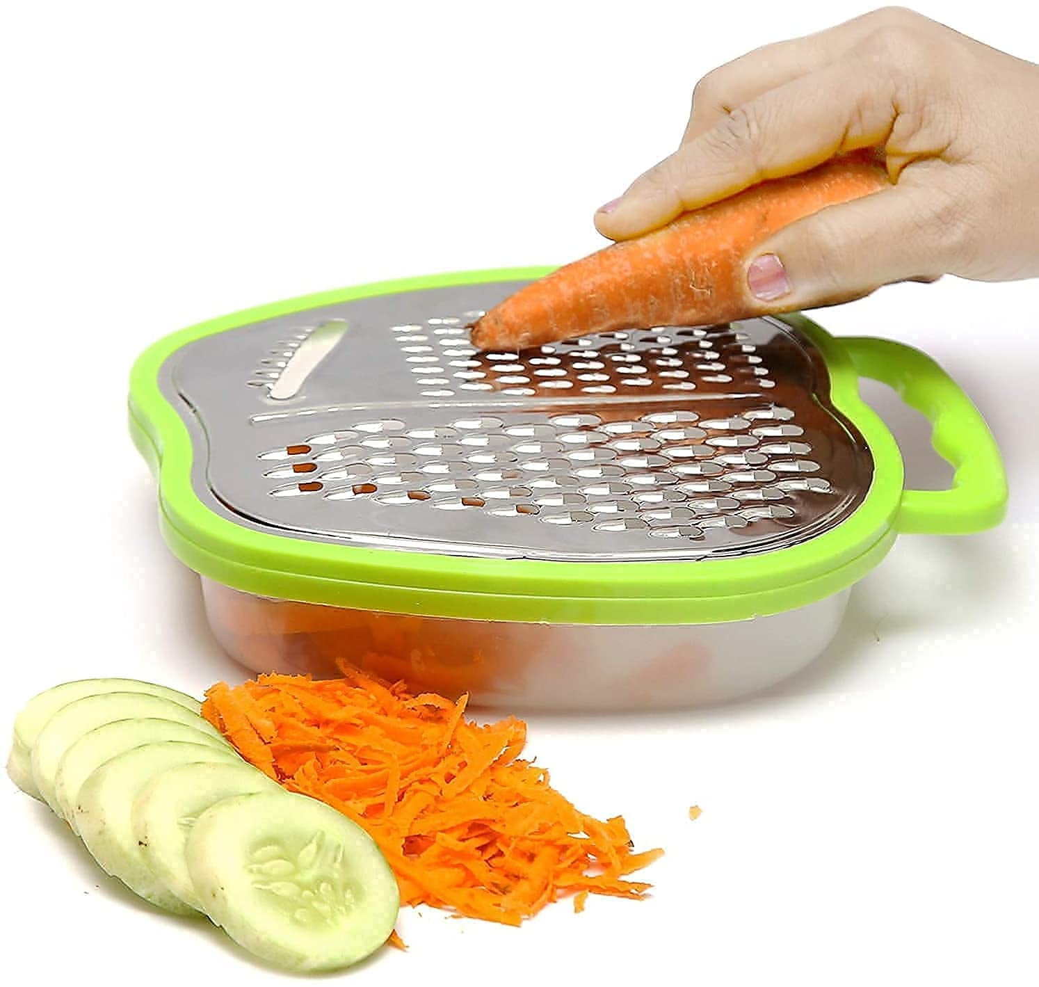 DHYANI 3 in 1 Cheese Grater for Kitchen with Storage Container 3 Blade ...