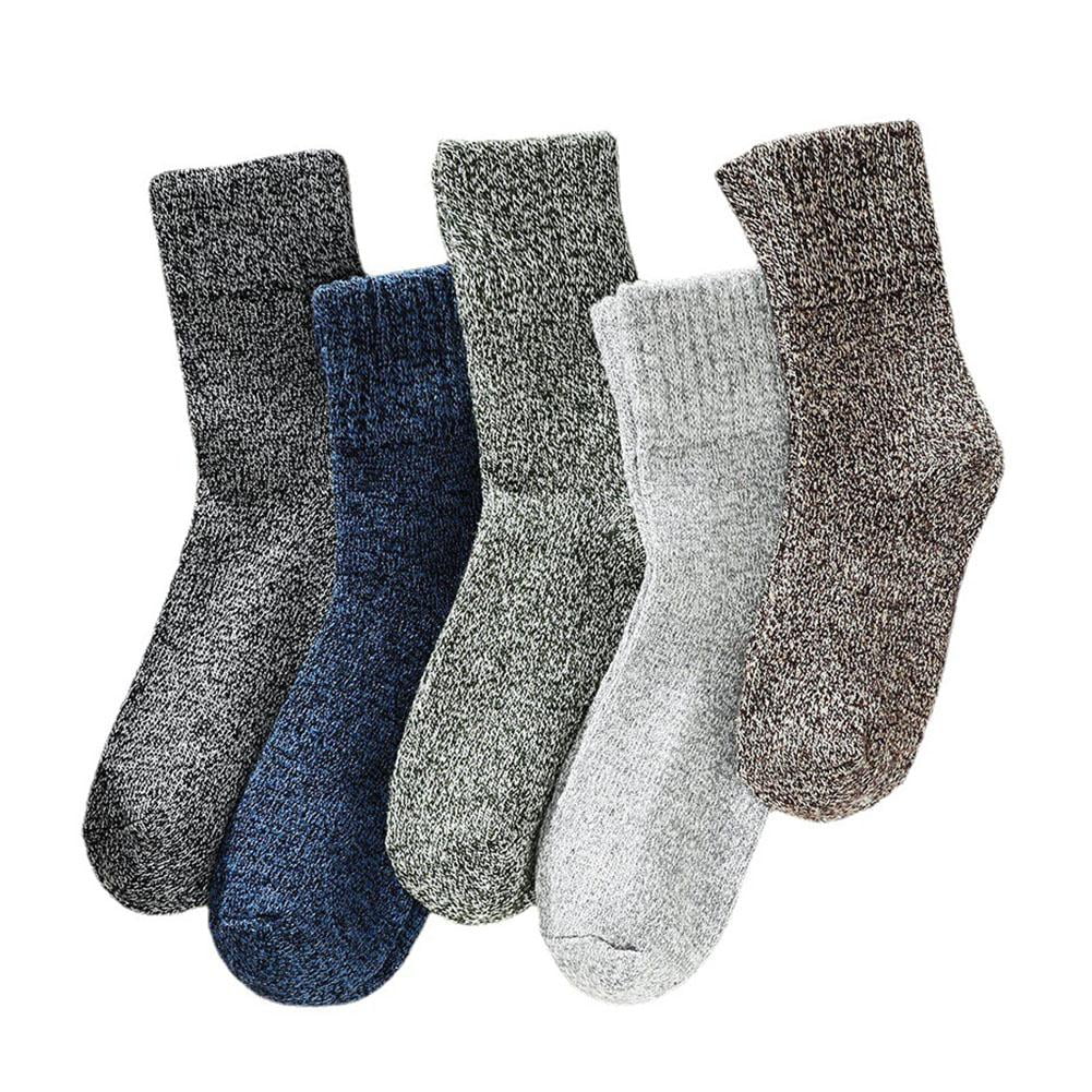 DHliIQQ 5 pairs of men's winter super thick plush mid length warm socks ...