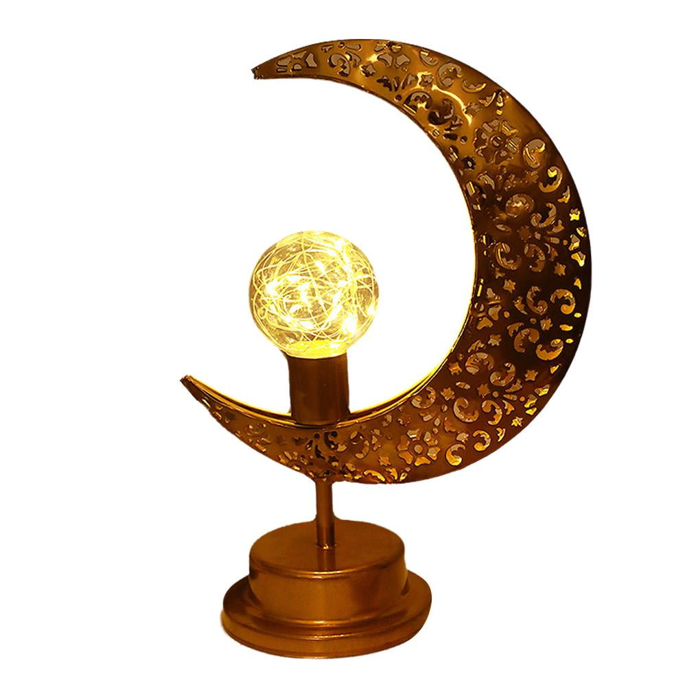 DHliIQQ Hanging Moon Lamp, Eid Mubarak Crescent Moon Light, Enchanted ...