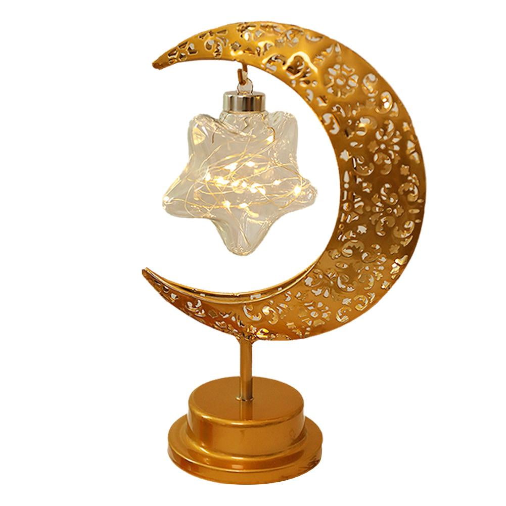 DHliIQQ Hanging Moon Lamp, Eid Mubarak Crescent Moon Light, Enchanted ...
