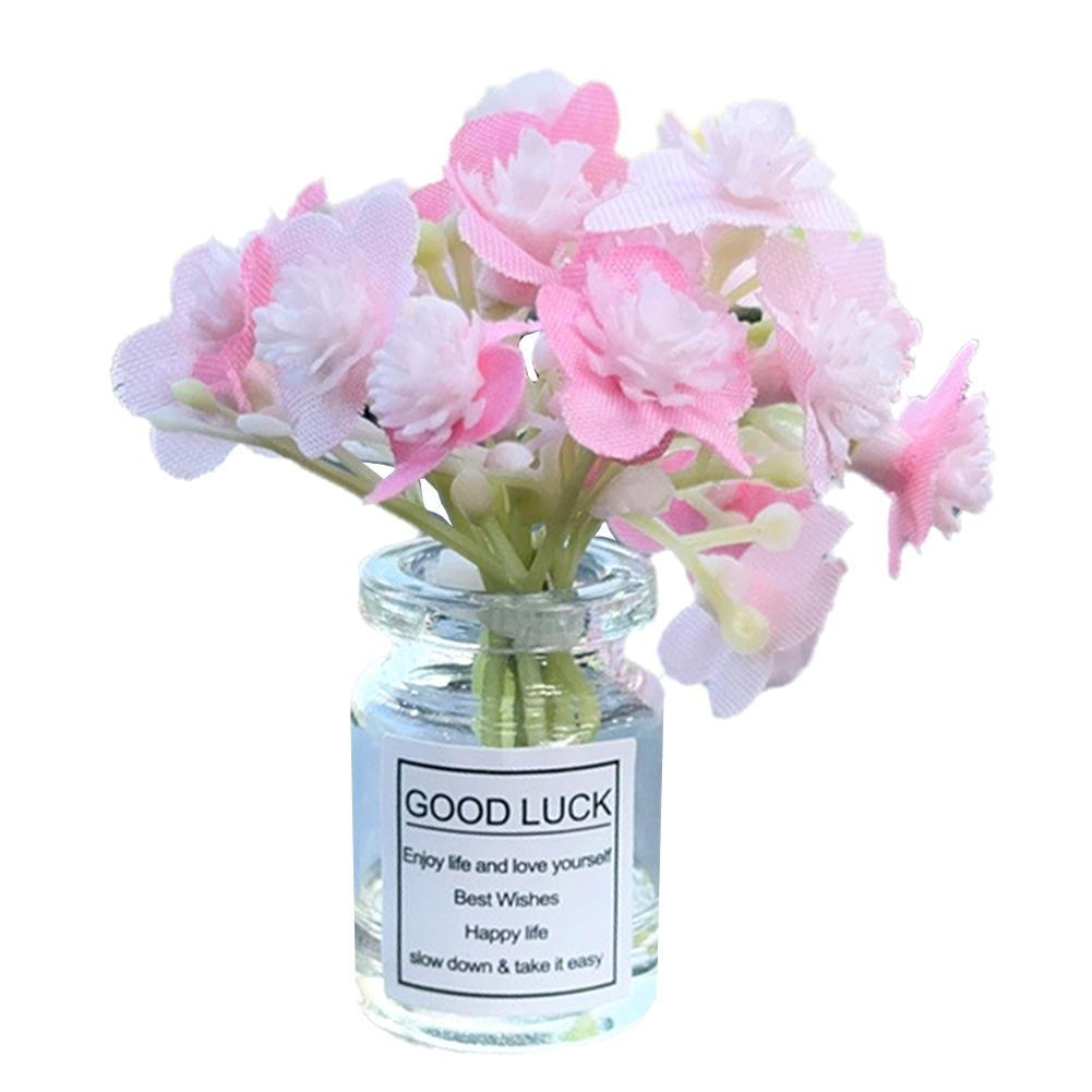 DHliIQQ Mini Daisy Flowers in Glass Vase, Mini Rose Flower Vase Car ...