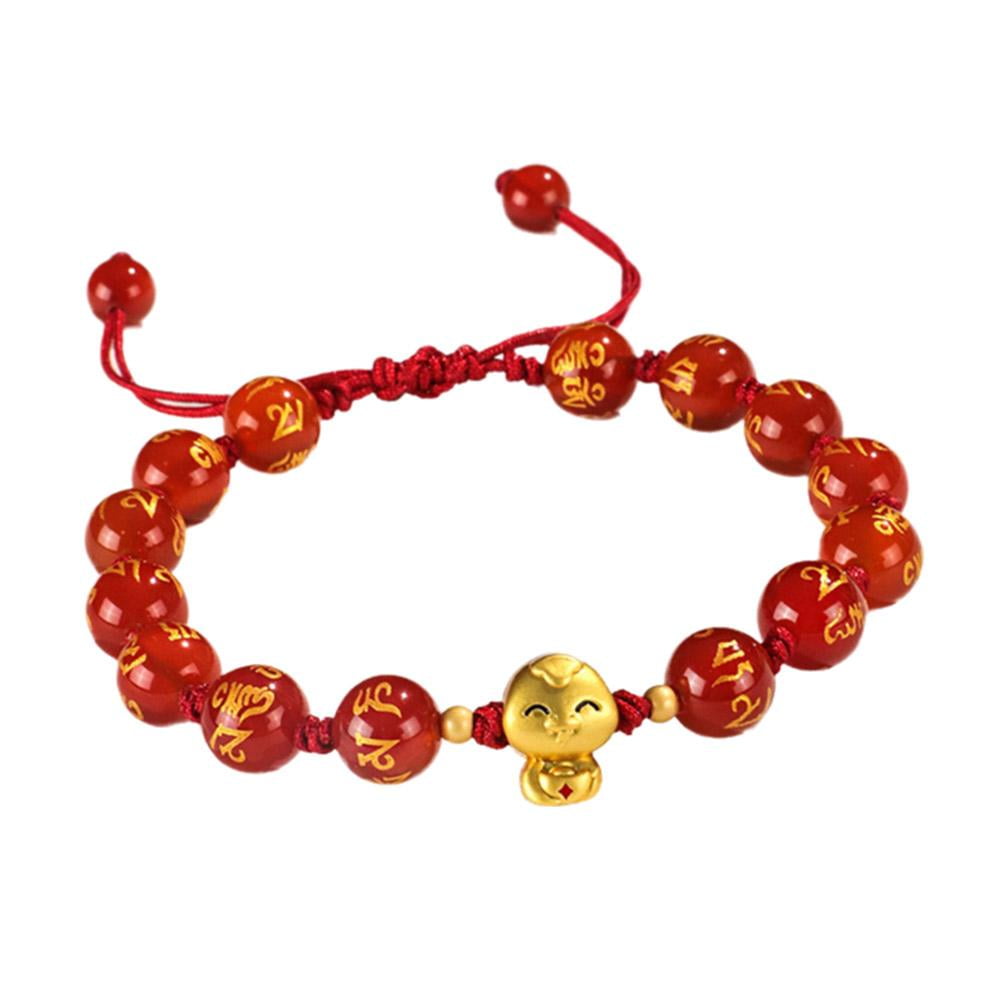 DHliIQQ Natural Stone Red Agate Beaded Bracelet Women Men Jewelry Gift ...
