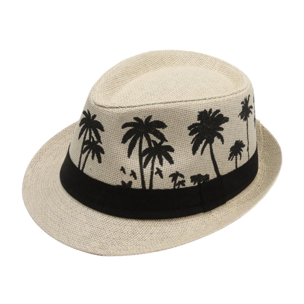 DHliIQQ New Summer Beach * Coconut Trees Pattern Men Jazz Sun Hat. Hat ...