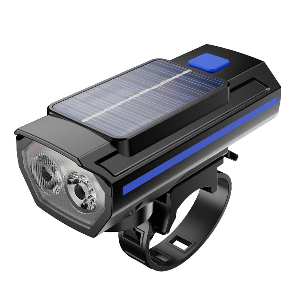 DHliIQQ Solar Powered USB Rechargeable LED Bicycle Headlight Bike Head ...