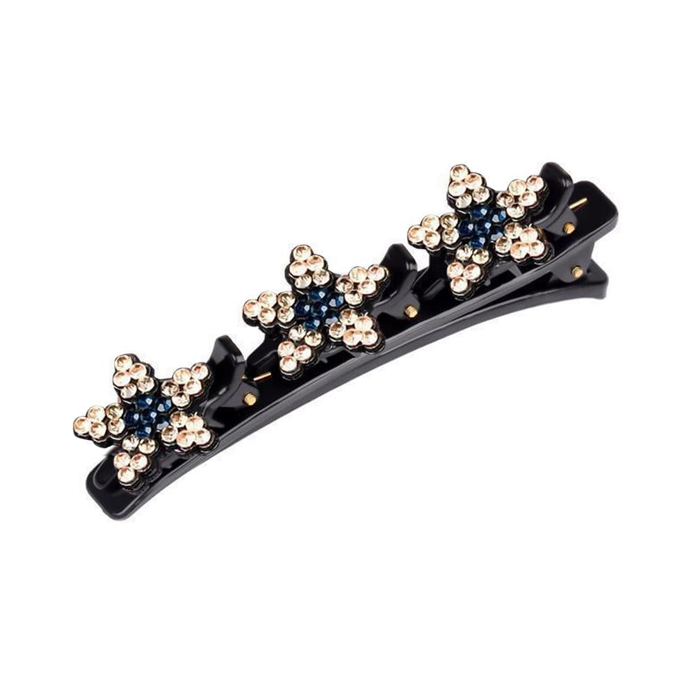 DHliIQQ Sparkling Crystal Stone Braided Hair Clips, Double Bangs Hair ...