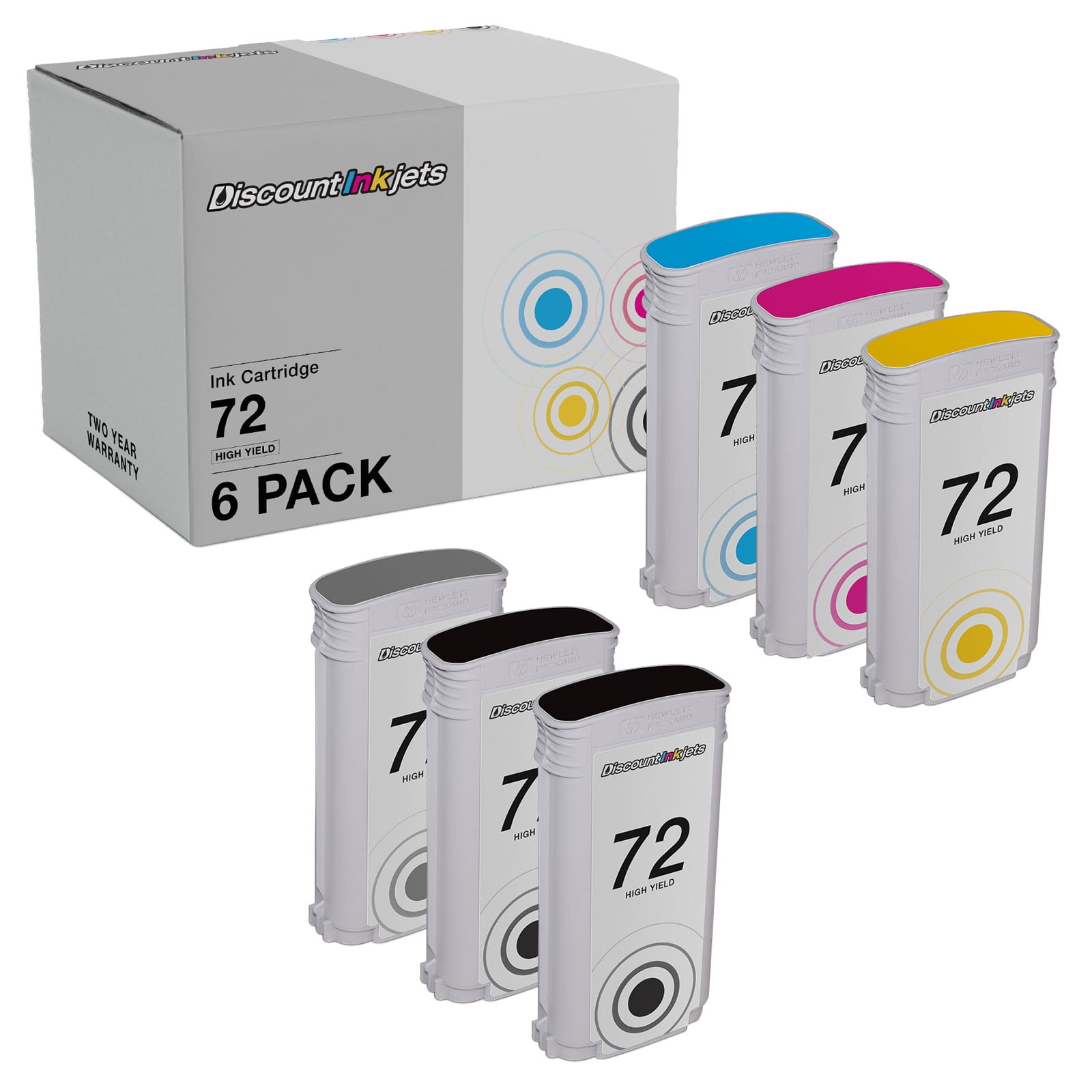 DI Cartridges for HP 72 Ink HY Photo Bk Cyan Magenta Yellow Gray Matte ...