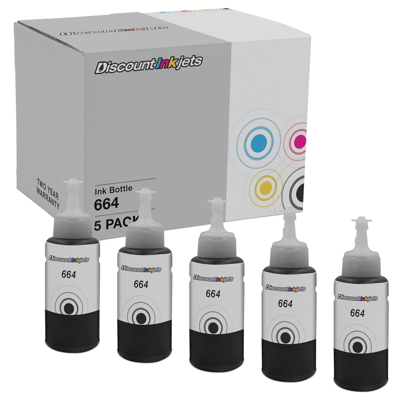 DI Compatible Ink Bottle Replacement for Epson 664 T664120 HY Black, 5 ...