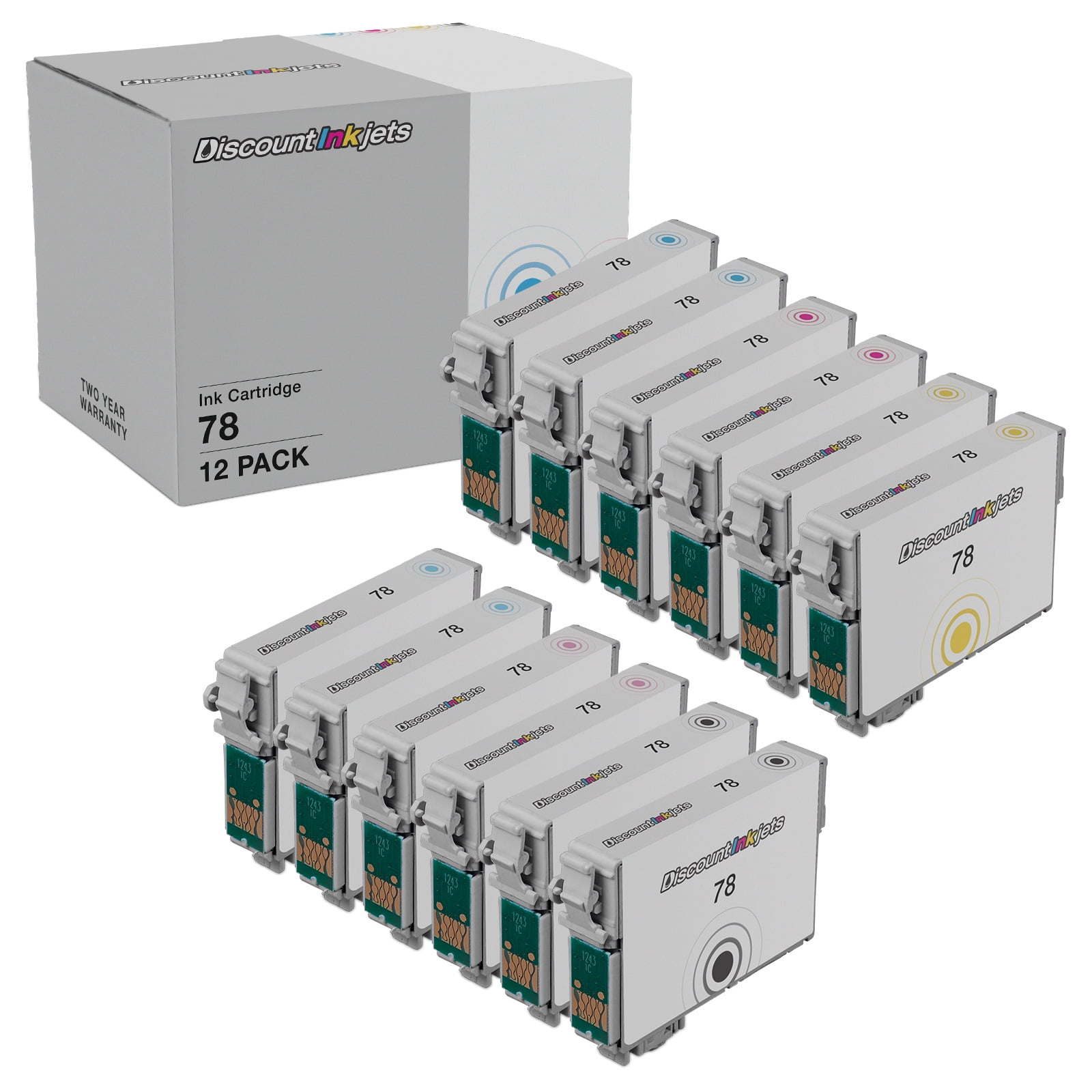 DI Ink Cartridge Replacement for Epson 78 T078 (12-Pack Multi Color Set ...