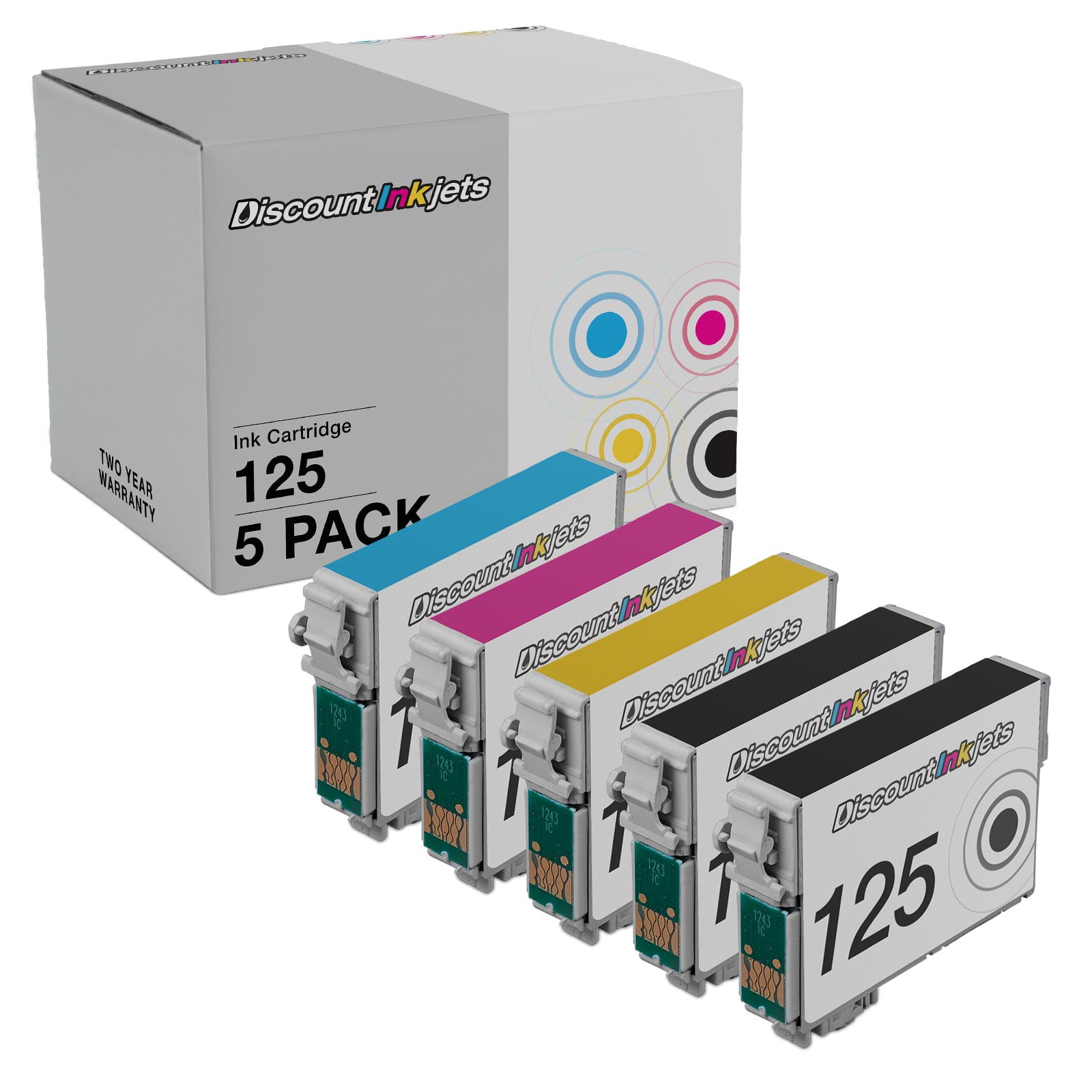 DI Ink Cartridge Replacements for Epson 125 (Combo Set, 5 pack) Compatible with Stylus: NX420 ...