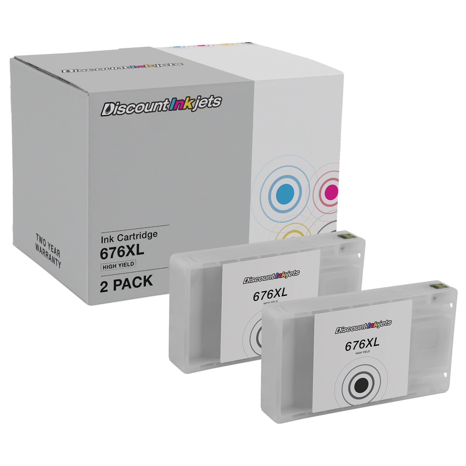 DI Ink Cartridge Replacements for Epson 676 XL T676XL120 HY (Black, 2-Pack) Compatible with ...