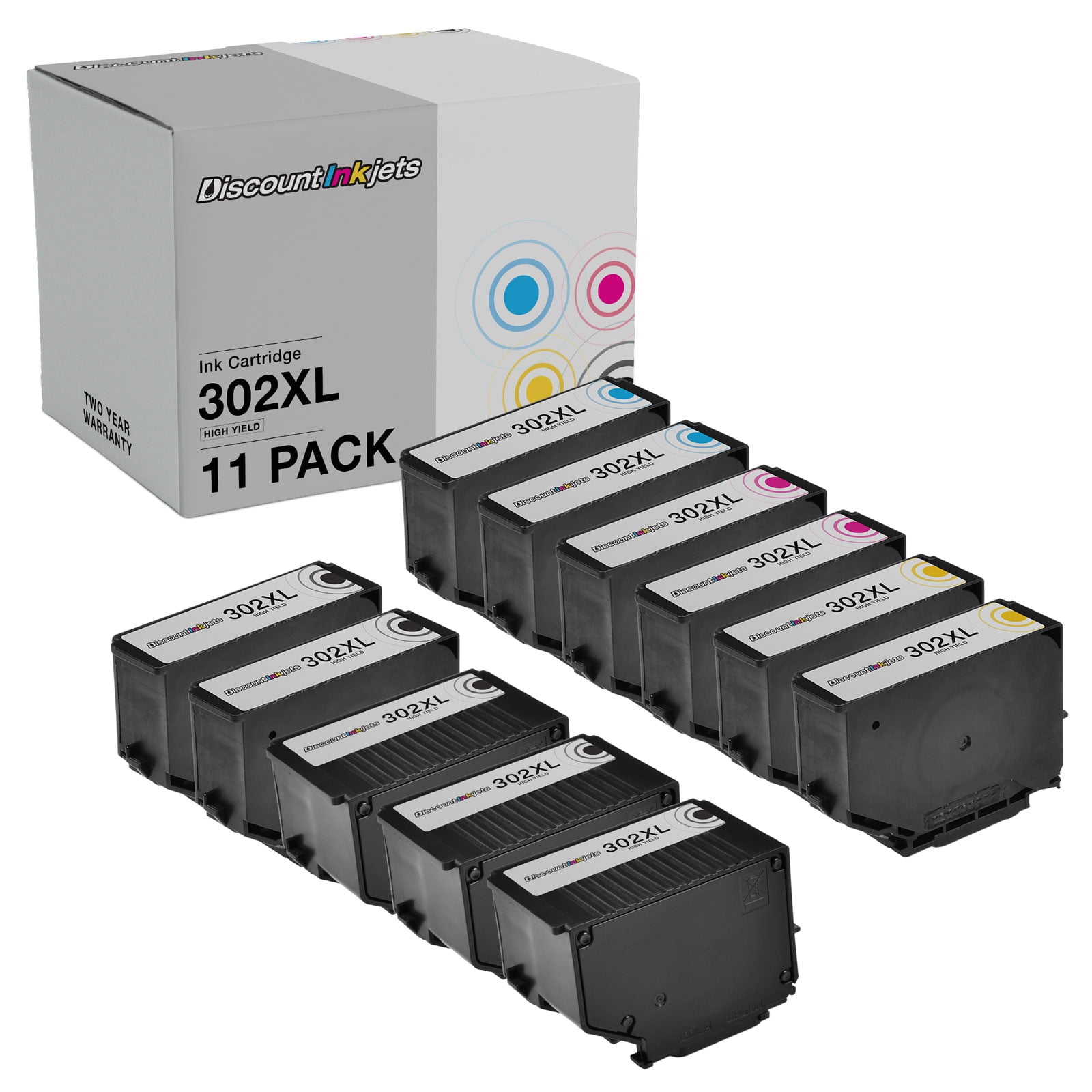 DI Ink Cartridge for Epson 302XL HY B, P B, Cyan, Magenta, Yellow (11pk ...