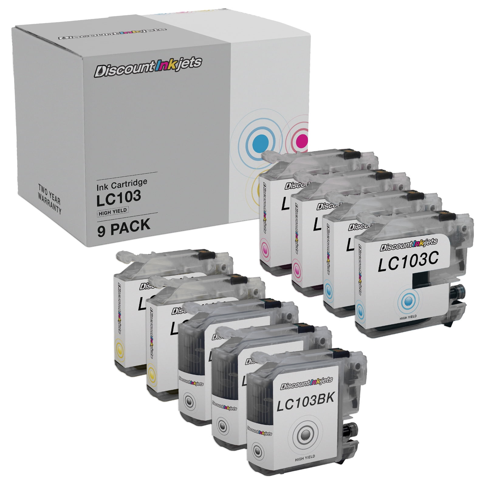 DI Ink Cartridges for Brother LC103 (3 Black, 2 Cyan, Magenta, Yellow ...