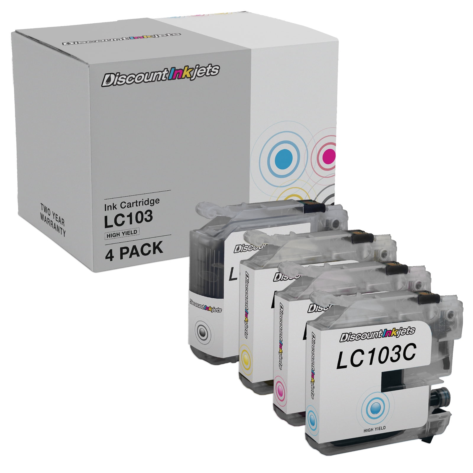 DI Ink Cartridges for Brother LC103 (Black, Cyan, Magenta, Yellow, 4 ...