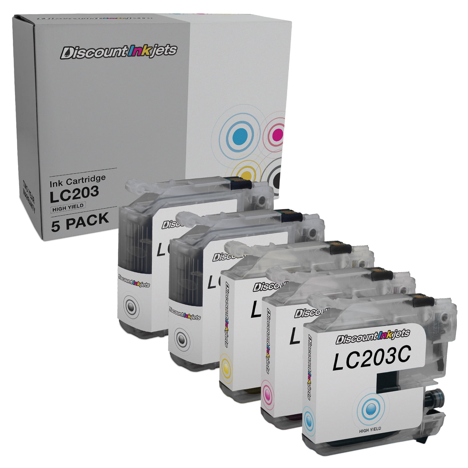DI Ink Cartridges for Brother LC203 (2 Black, Cyan, Magenta, Yellow ...