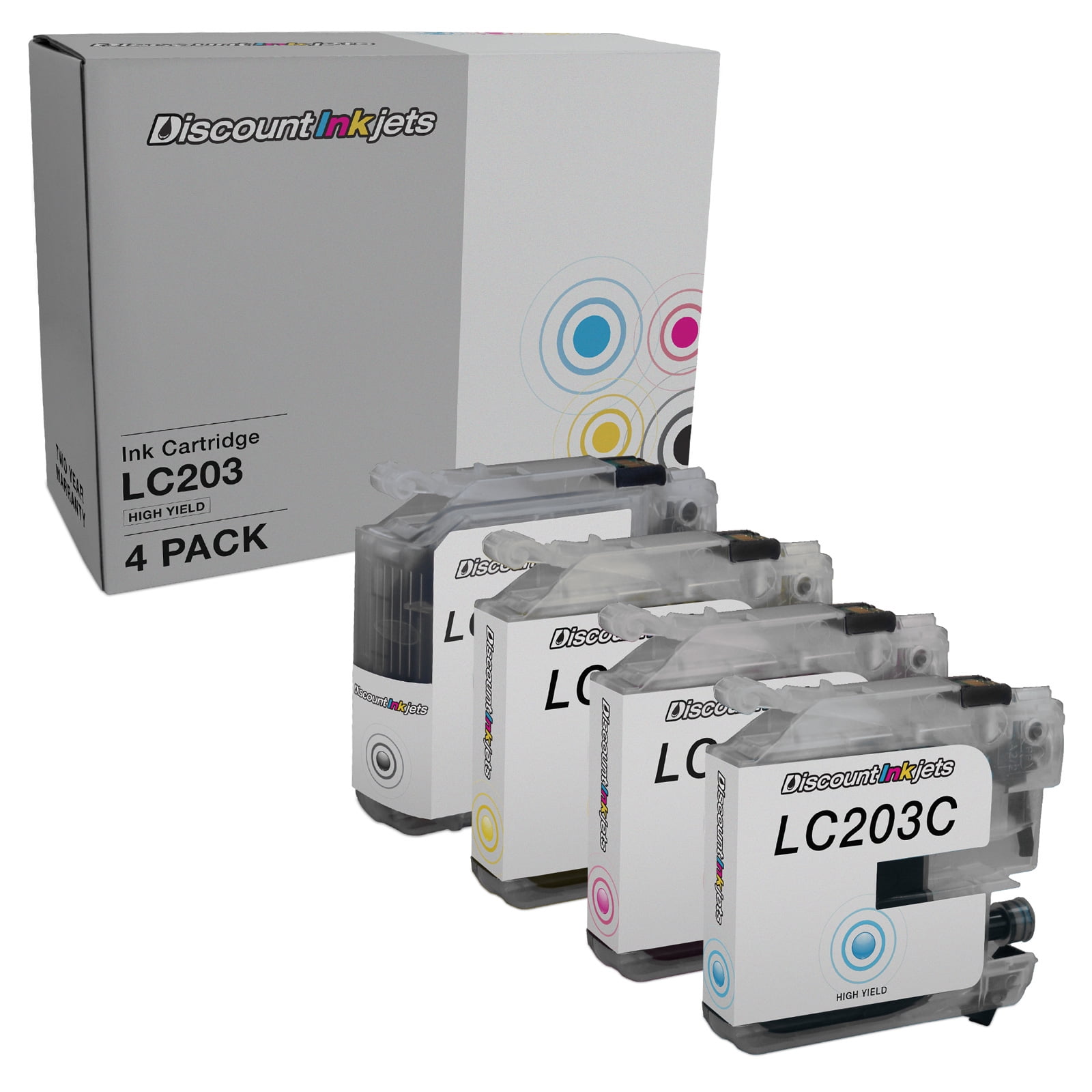 DI Ink Cartridges for Brother LC203 (Black, Cyan, Magenta, Yellow, 4 ...