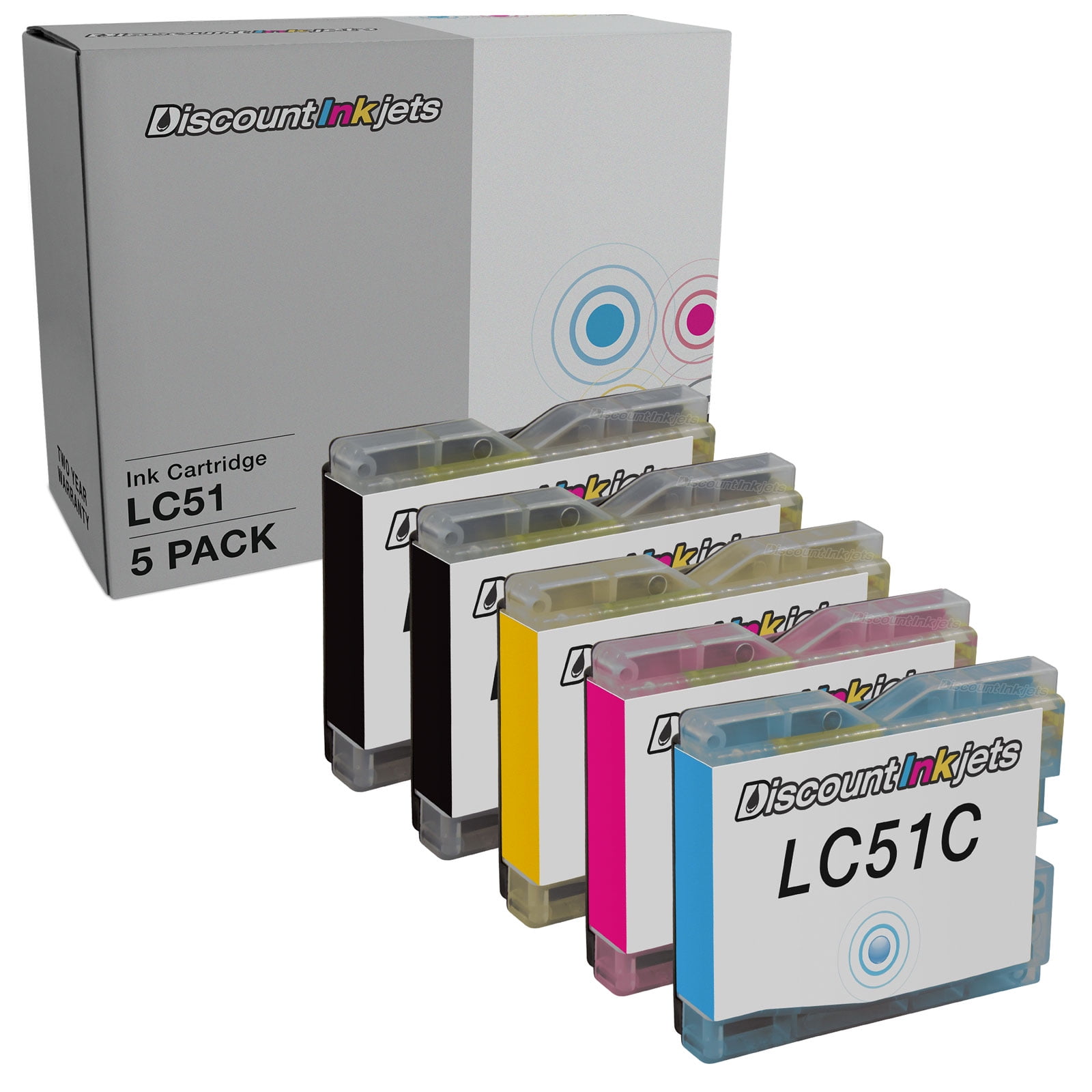 DI Ink Cartridges for Brother LC51 (2 Black, Cyan, Magenta, Yellow, 5pk ...