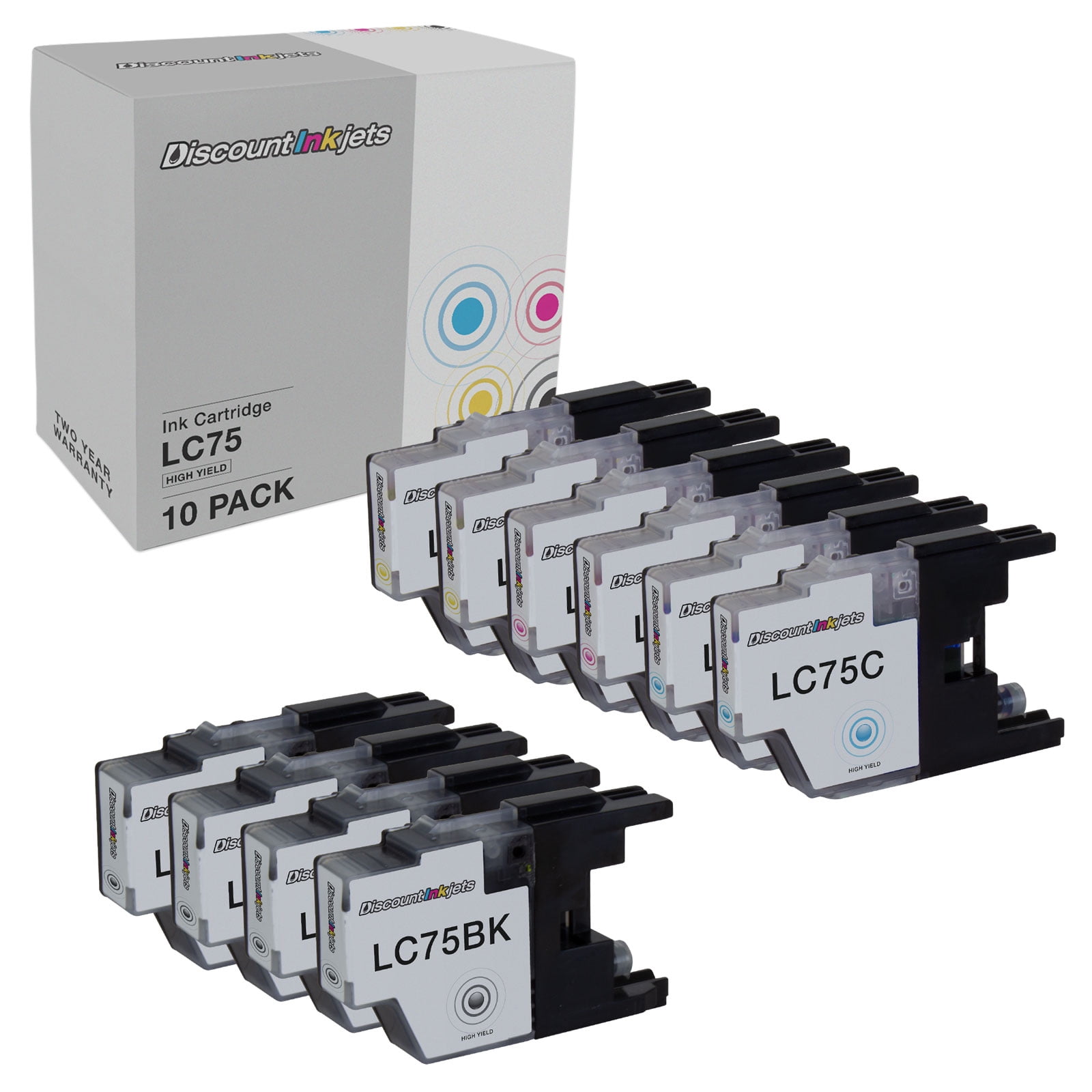 DI Ink Cartridges for Brother LC75 HY 4 Black, Cyan, Magenta, Yellow ...