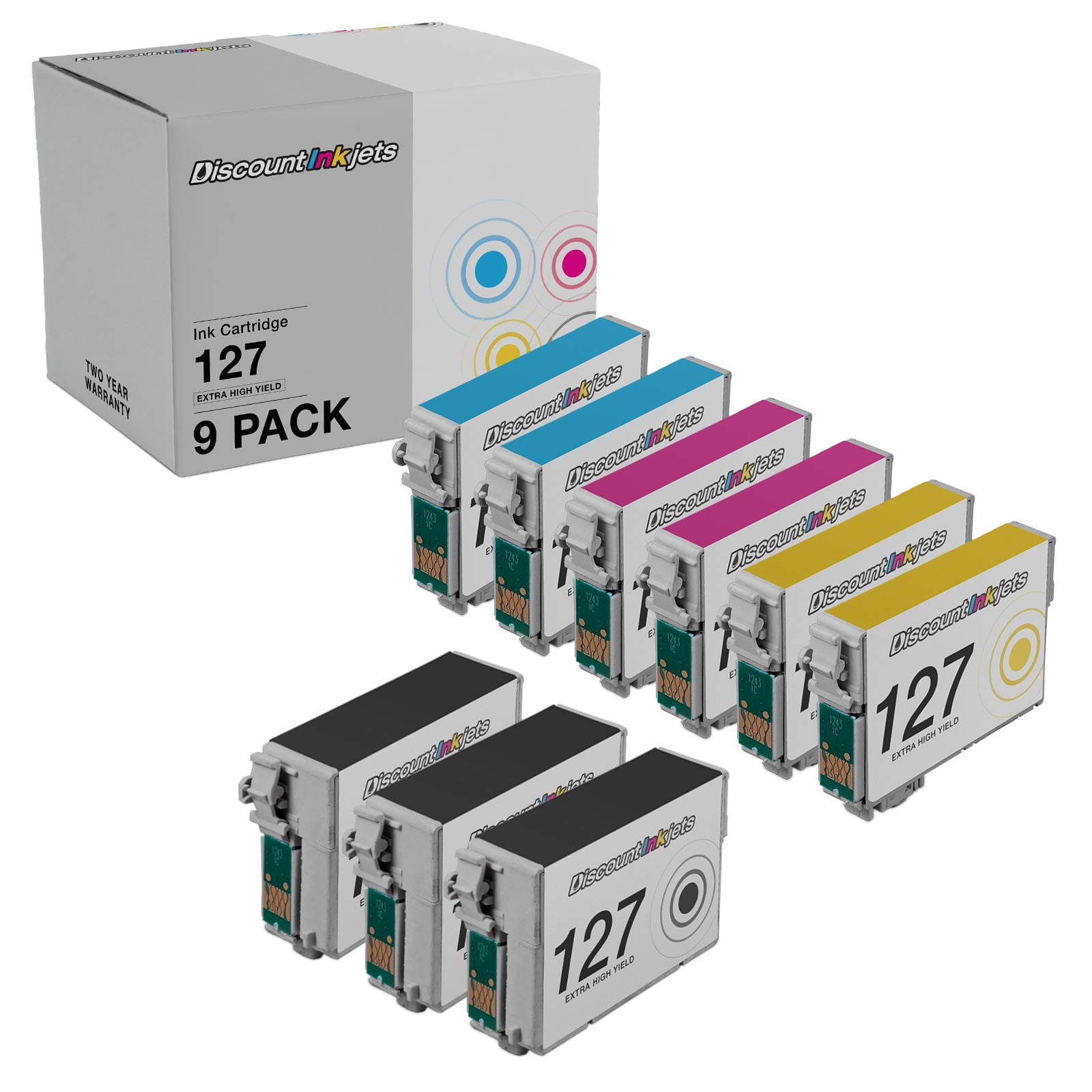 DI Ink Cartridges for Epson 127 EHY (3 Black, 2 Cyan, 2 Magenta, 2 ...