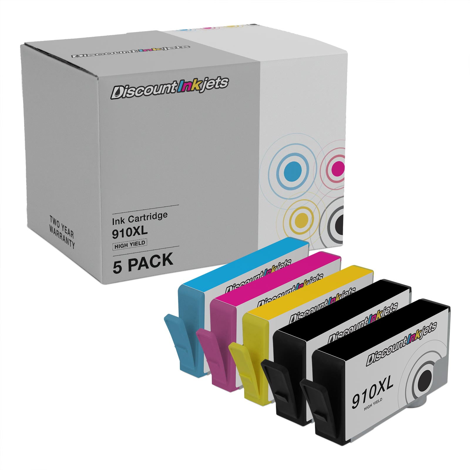 DI Ink Cartridges for HP 910XL HY (2 Black, 1 Cyan, 1 Magenta, 1 Yellow ...