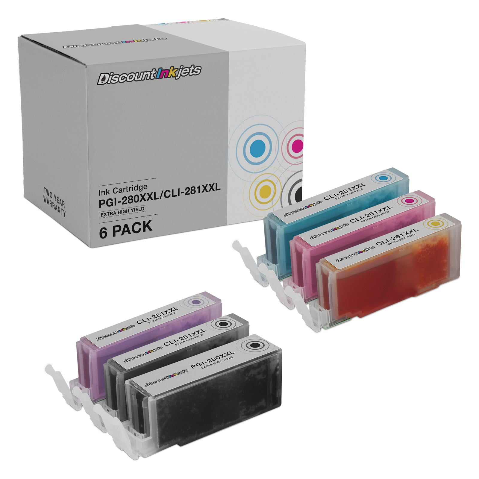 DI Ink Replacement for Canon PGI-280XXL, CLI-281XXL (Combo Set - 6pk ...