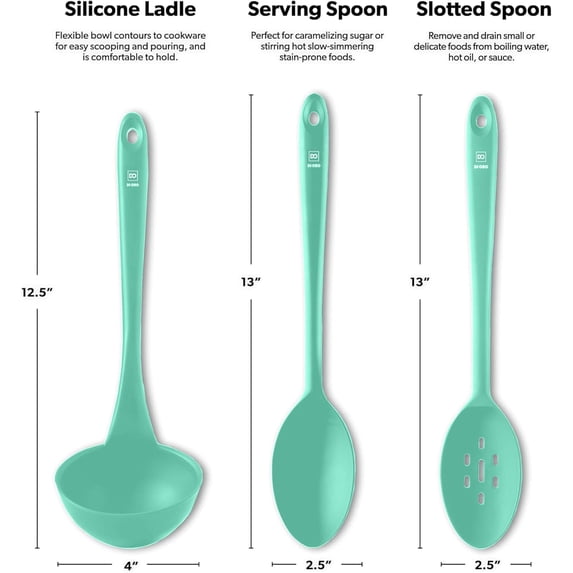 DI ORO Silicone Ladle & Spoons for Cooking – Large Kitchen Spoons for ...