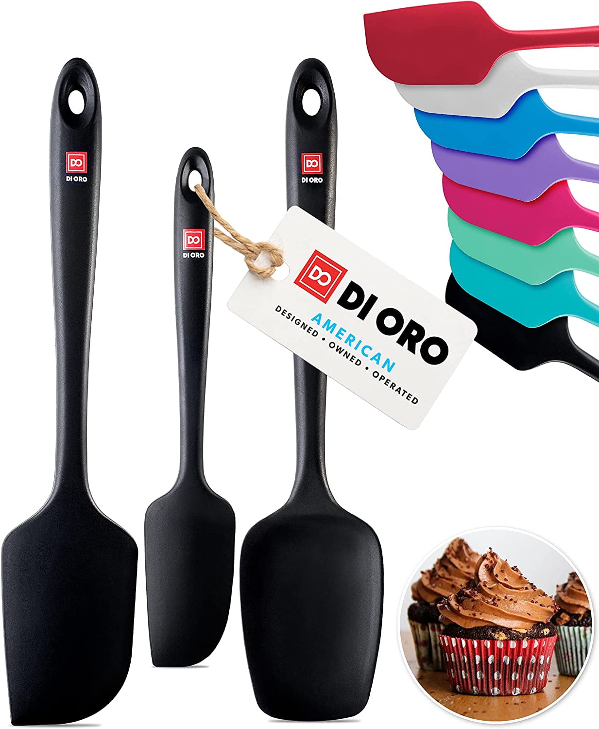 DI ORO Silicone Spatula Set - Rubber Kitchen Spatulas for Baking ...