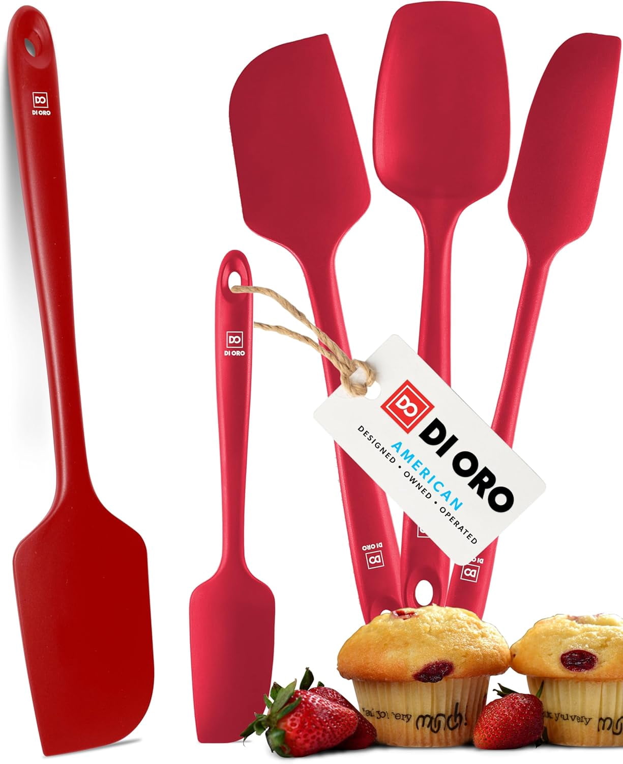DI ORO Silicone Spatula Set - Rubber Kitchen Spatulas for Baking ...