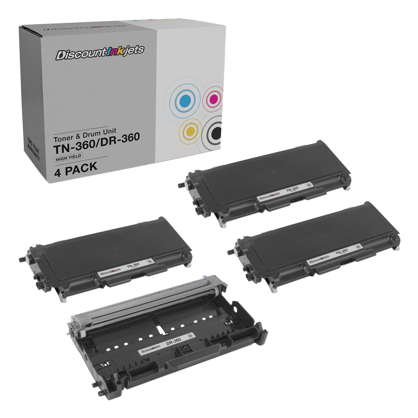 DI Toner Cartridge & Drum Unit for Brother TN360 & DR360 (3 Toners 1 ...