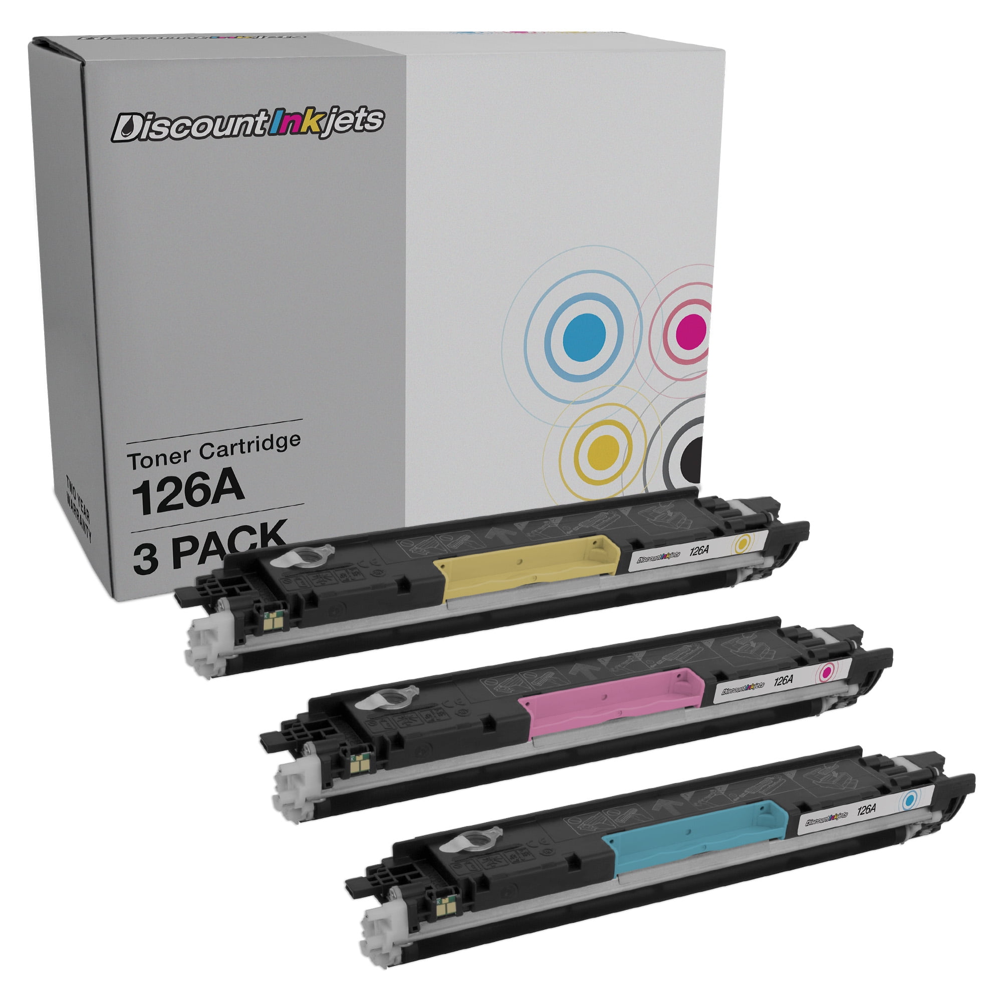 DI Toner Cartridge Replacement for HP 126A (Cyan, Magenta, Yellow, 3 ...