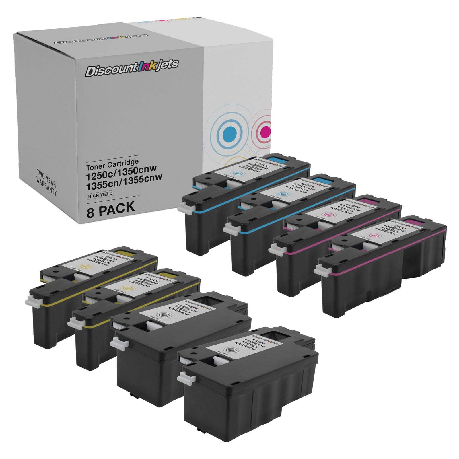 DI Toner Cartridge for Dell1250 HY (Black, Cyan, Magenta, Yellow 8pk ...
