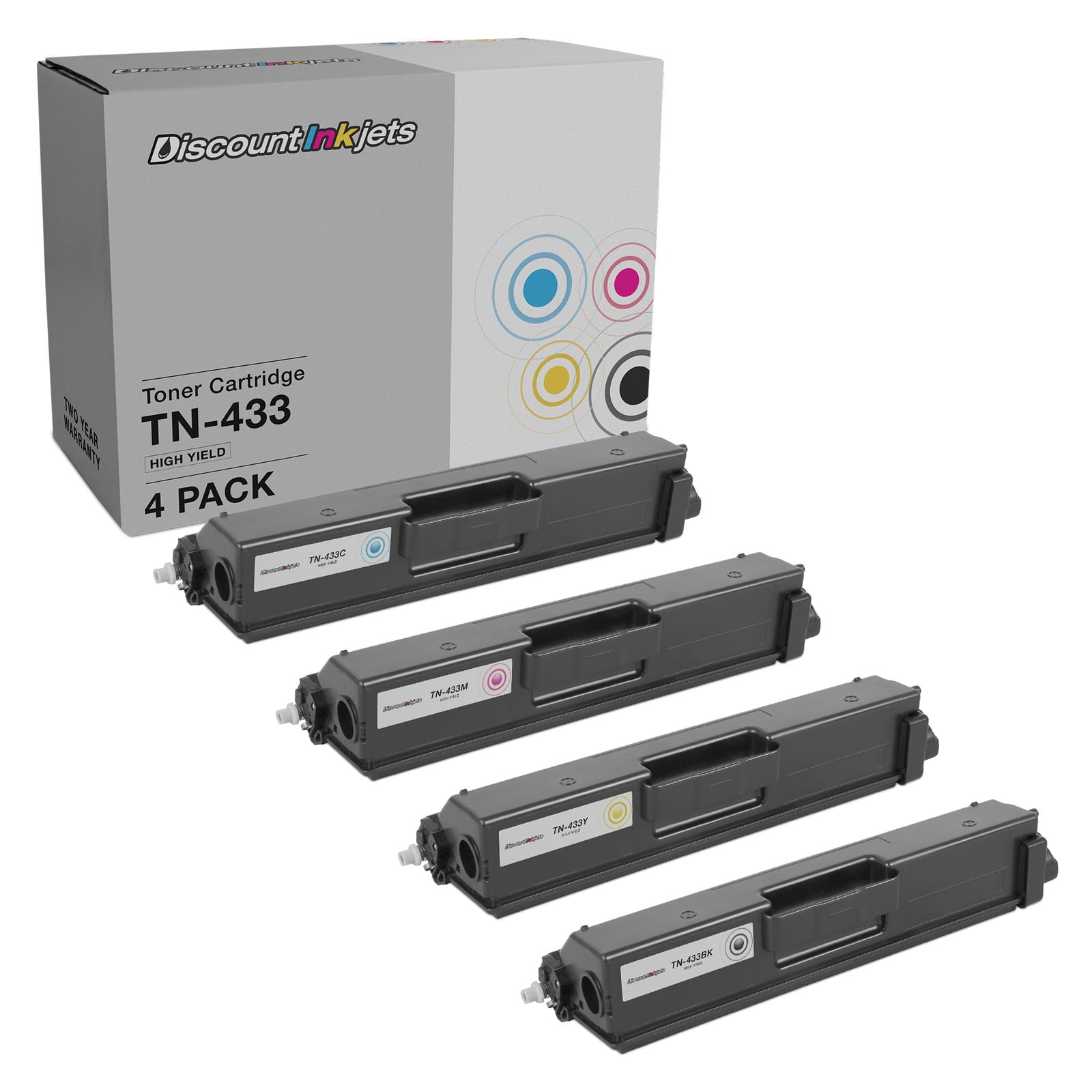 DI Toner Cartridges for Brother TN433 HY (Black, Cyan, Magenta, Yellow) 4pk Compatible with ...