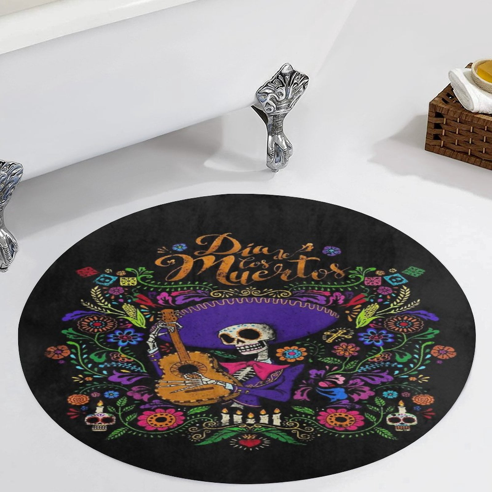DIA DE LOS MUERTOS Mexico Round Carpet Circle Rug Outdoor Patio Area ...