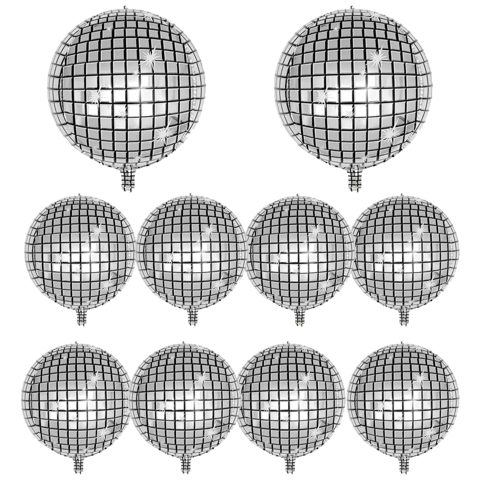 DIADARL 10 PCS Silver MSF2 Disco 4D Round 70s 80s 90s Theme Foil ...