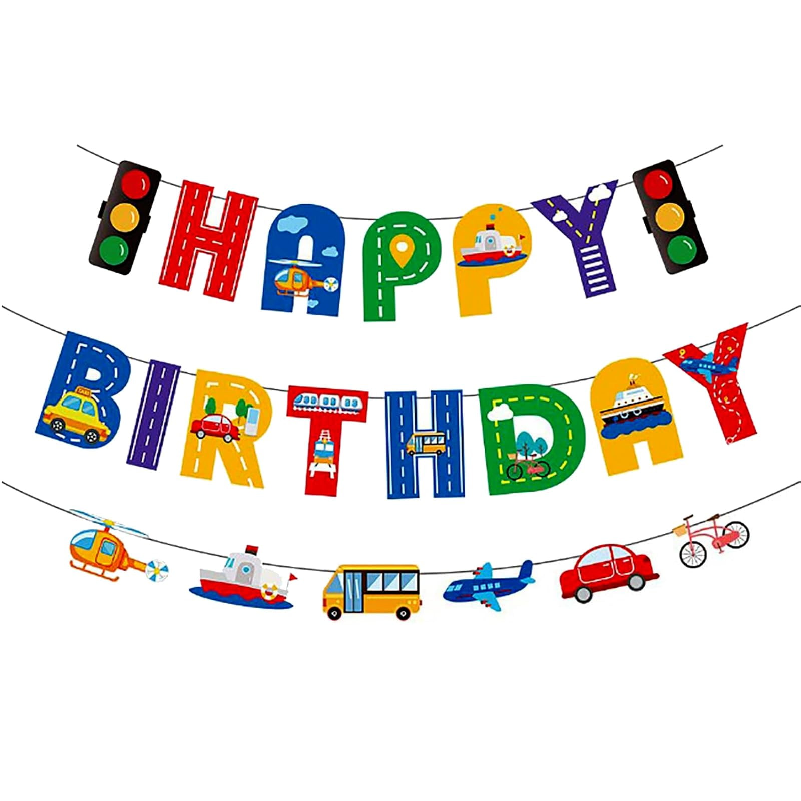 DIADARL Transportation Happy Birthday Banner Happy Birthday Banner ...