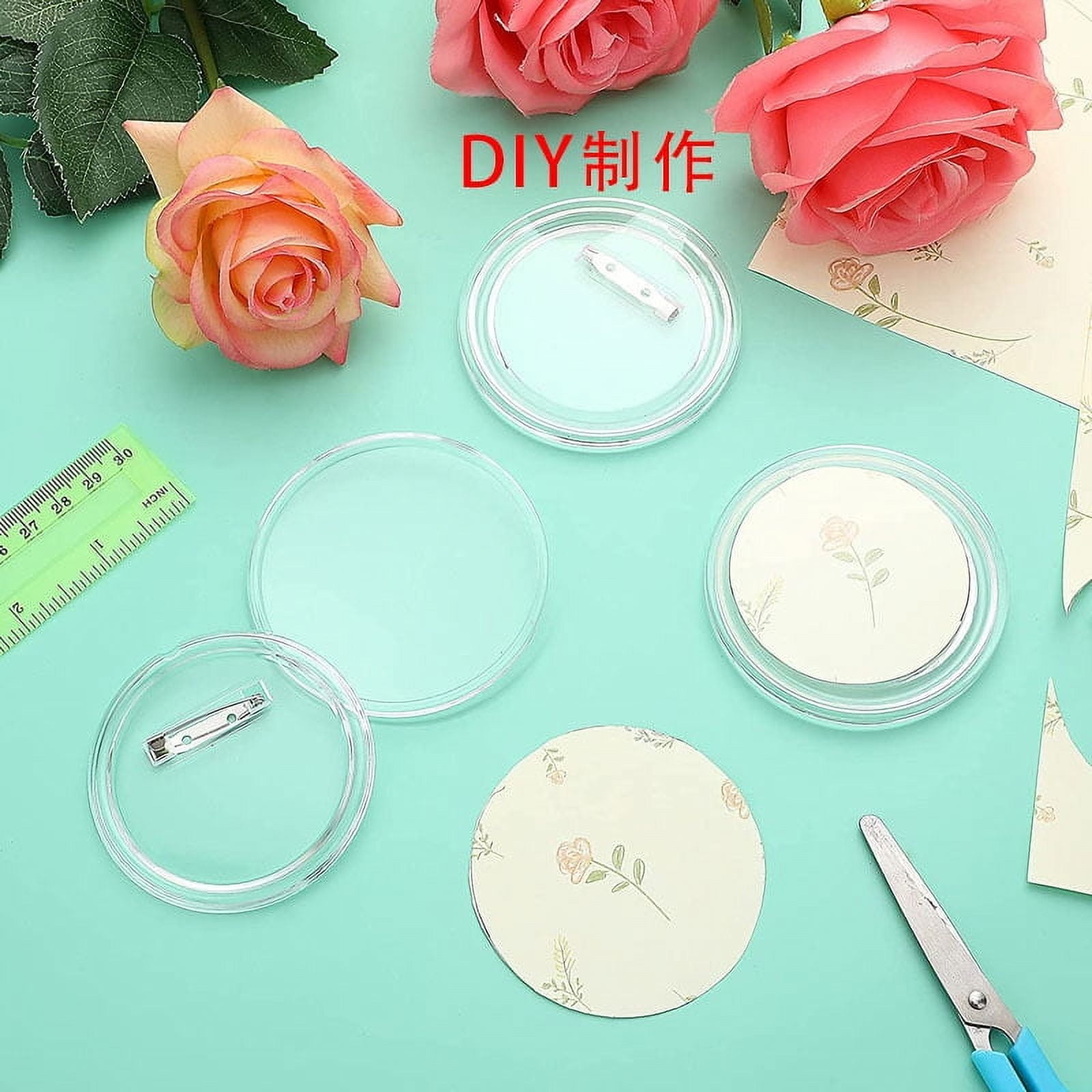 DIAEDGE 10pcs Button Badges with Pin Clear Button Badges Craft Buttons ...