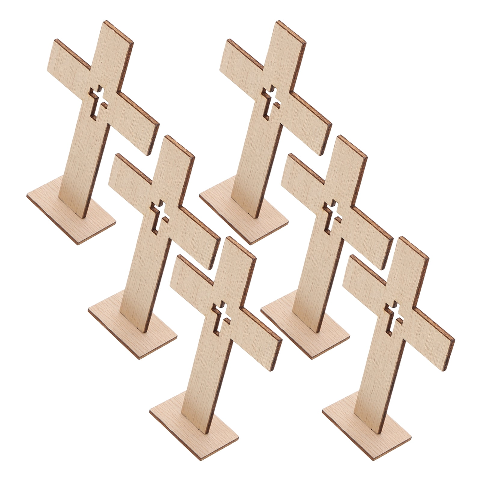 DIAEDGE 12PCS Wooden Crosses for Crafts Standing Crosses Base Crosses ...