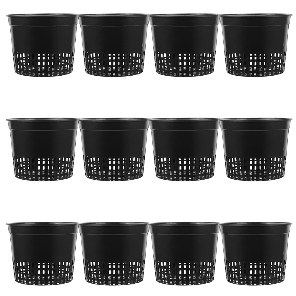 DIAEDGE 12Pcs Slotted Mesh Net Pots Mesh Planting Cups Plastic Reusable ...