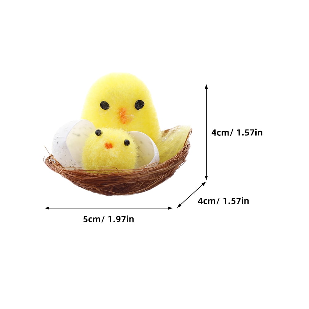 DIAEDGE 12pcs Easter Fluffy Chicks with Nest Easter Chicks Mini Chicks ...