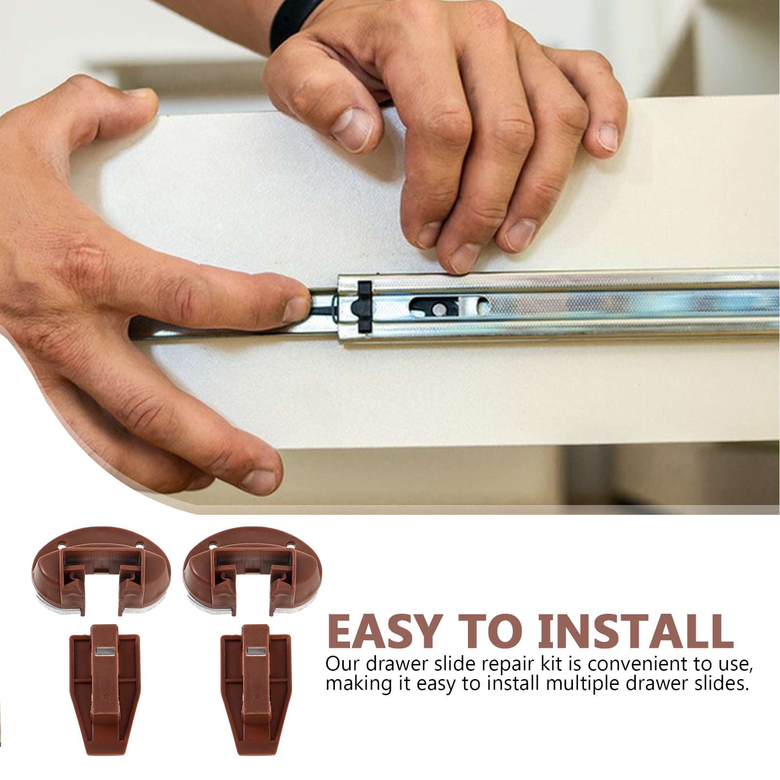 SOPOTUTU Furniture Accessories Drawer Slides Repair Kit Coffee Plastic ...