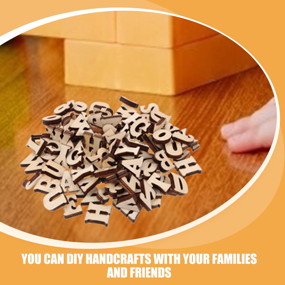 DIAEDGE 200Pcs Wooden Letter Cutouts Blank Wood Alphabets Slices Wooden ...