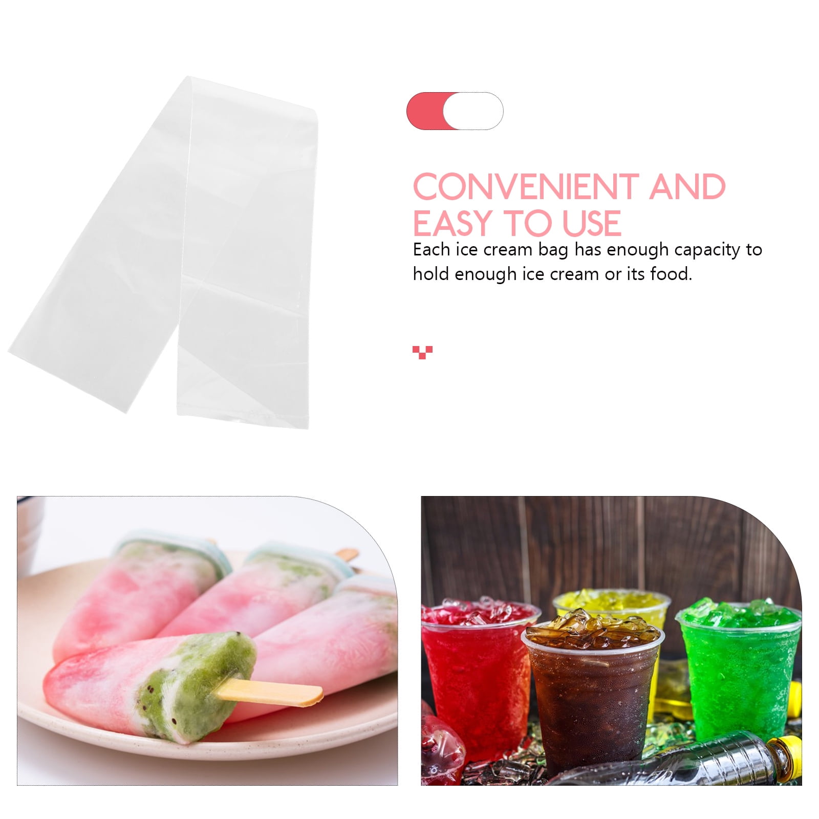 DIAEDGE 200pcs Popsicle Plastic Bag Pop Mold Bags Disposable Ice ...